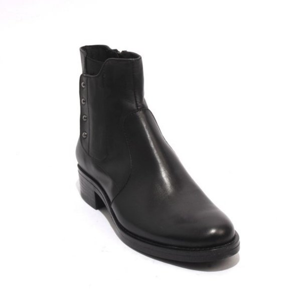 Donna Piu | Shoes | Italian Black Leather Elastic Zip Ankle Heel Boots ...